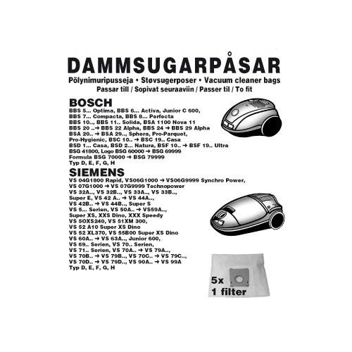 Köp Champion Dammpåsar Bosch/Siemens, 5st | Teknikproffset.se