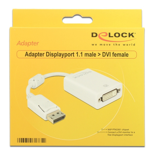 Köp Delock Adapter Displayport 1.1 male > DVI female Passive white | Teknik