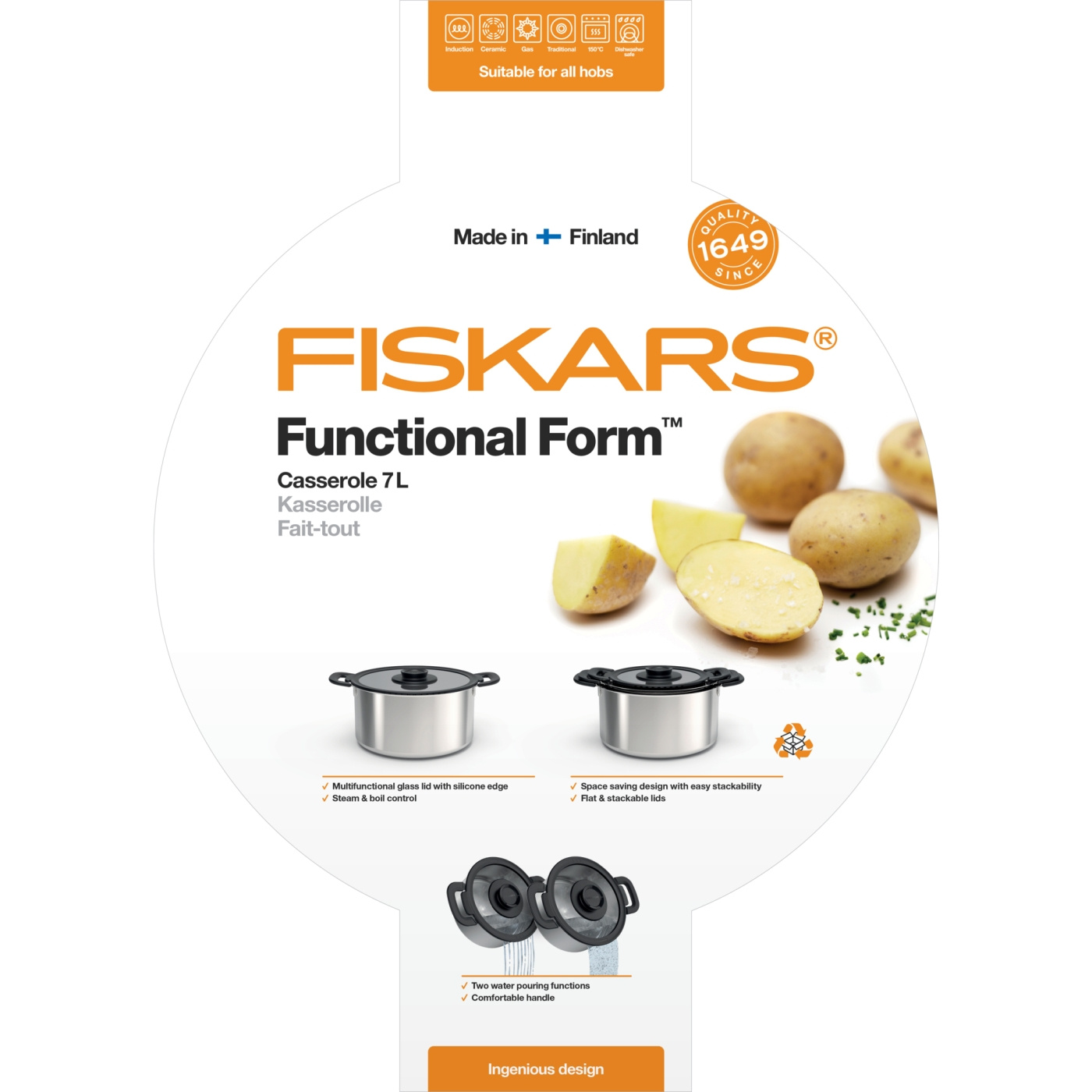 Köp Fiskars FF gryta 7 L med lock | Teknikproffset.se